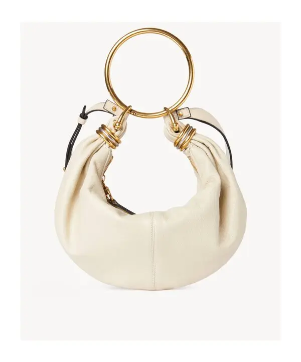 Chloé Small Zip-detailed Hobo Bag With Hoop Handle - Vegetable Beige