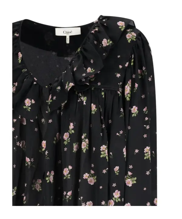 Chloé Maxi Gathered Ruffle Top With Liberty Print