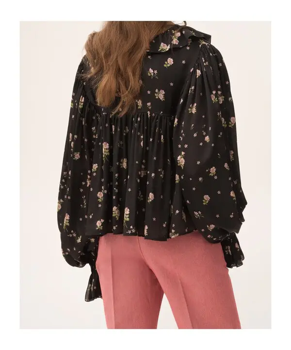 Chloé Maxi Gathered Ruffle Top With Liberty Print
