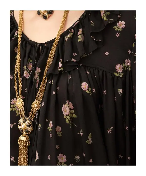 Chloé Maxi Gathered Ruffle Top With Liberty Print
