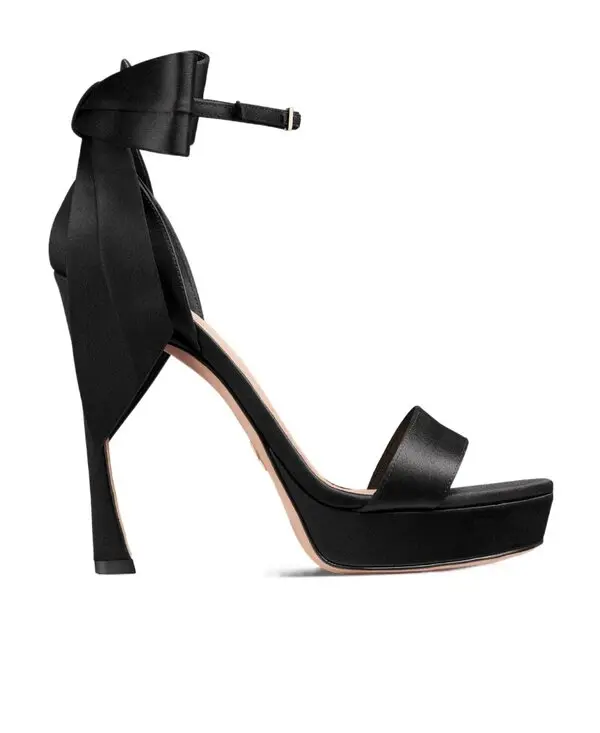 Dior Satin Platform Sandals With Bow Detail