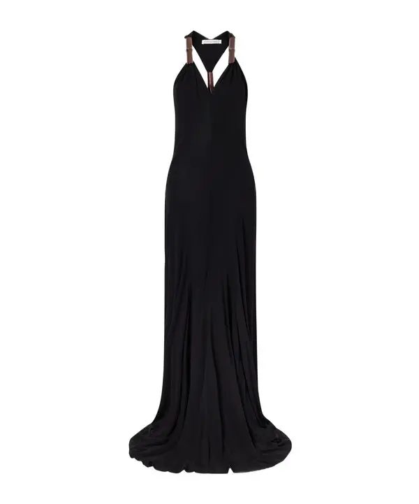 Christopher Esber Chime Cocoon V-neck Maxi Dress With Wooden Hardware