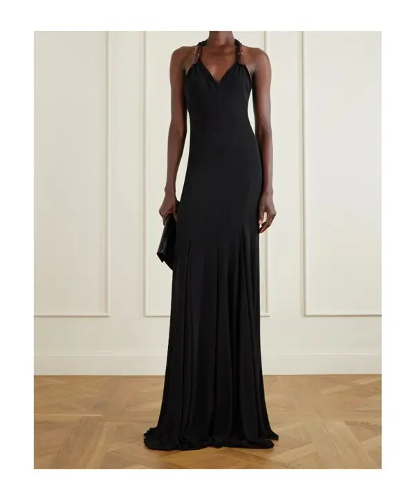 Christopher Esber Chime Cocoon V-neck Maxi Dress With Wooden Hardware