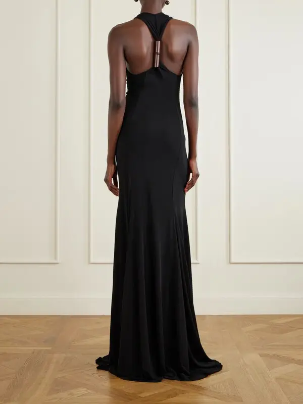 Christopher Esber Chime Cocoon V-neck Maxi Dress With Wooden Hardware