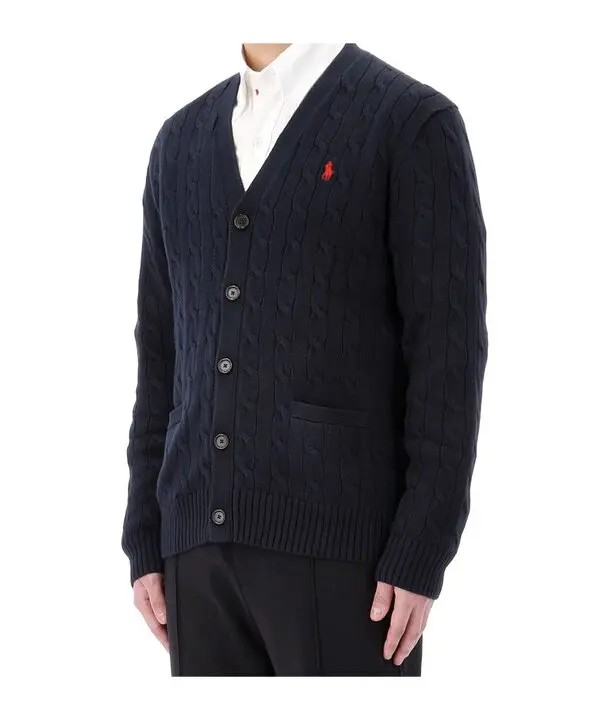 Polo Ralph Lauren V-neck Long-sleeved Cardigan With Embroidered Pony