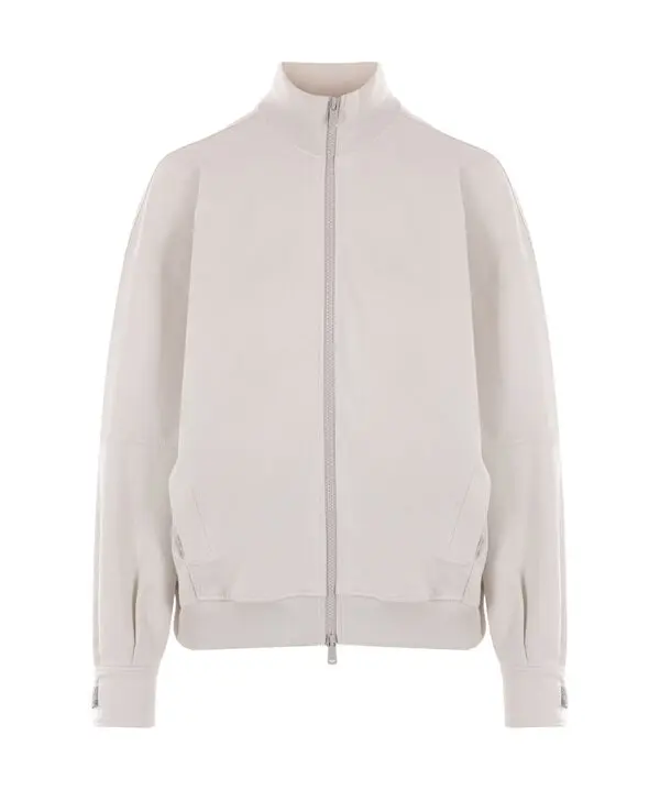 Brunello Cucinelli Long Sleeved Zip-up Sweatshirt - White