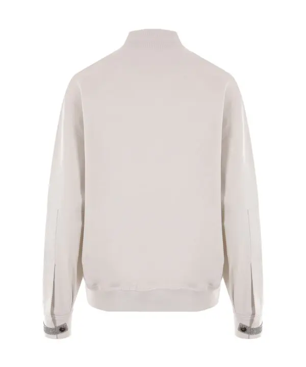 Brunello Cucinelli Long Sleeved Zip-up Sweatshirt - White