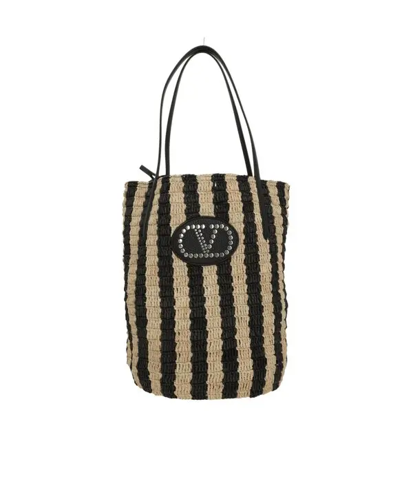 Valentino Garavani Vlogo Signature Striped Shopper Bag