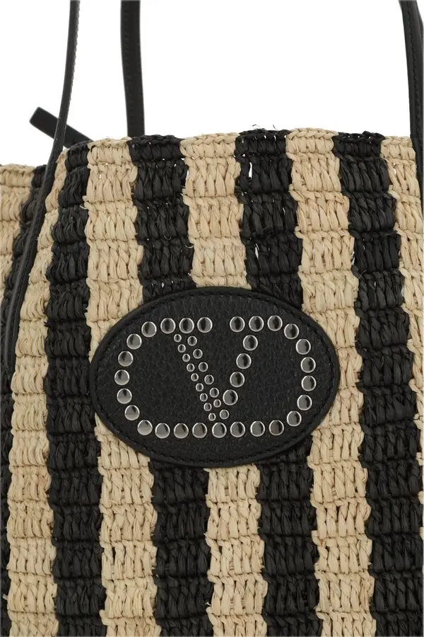 Valentino Garavani Vlogo Signature Striped Shopper Bag