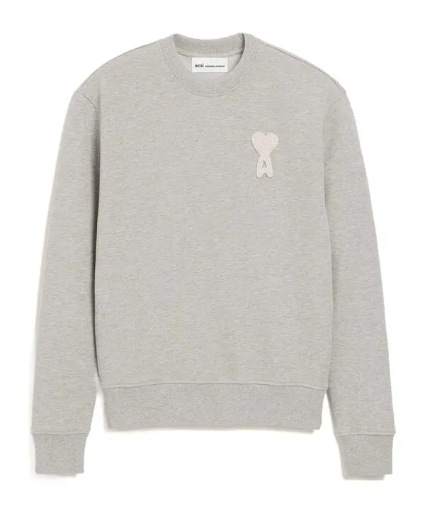 AMI Paris De Coeur Long Sleeve Sweatshirt - Gray