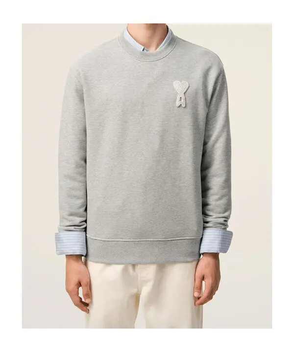 AMI Paris De Coeur Long Sleeve Sweatshirt - Gray
