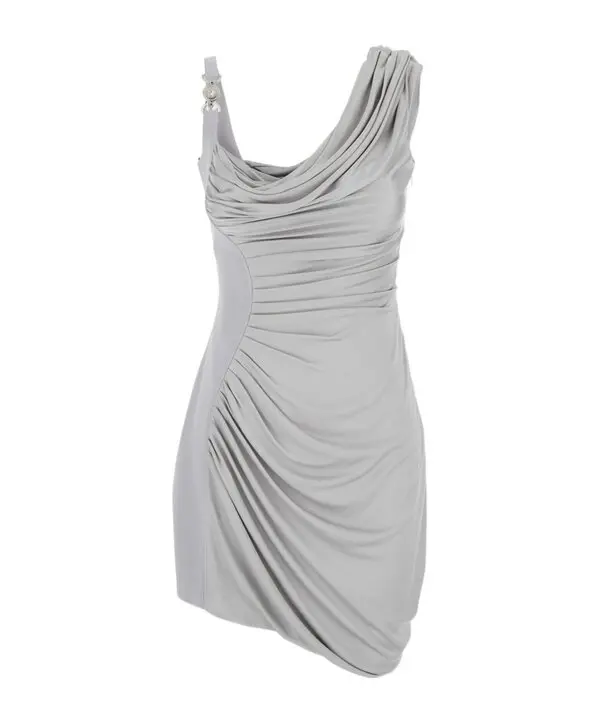 Versace Ruched Sleeveless Dress - Silver