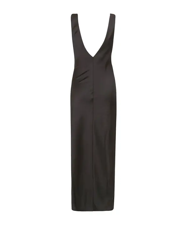 Pinko V-neck Maxi Dress With Knotted Belt And Side Slit
