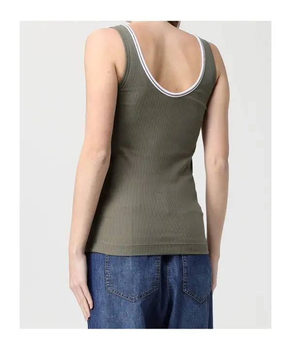 Brunello Cucinelli Sleeveless Ribbed Trim Top - Green