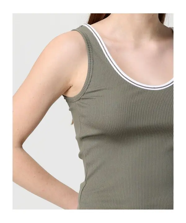 Brunello Cucinelli Sleeveless Ribbed Trim Top - Green
