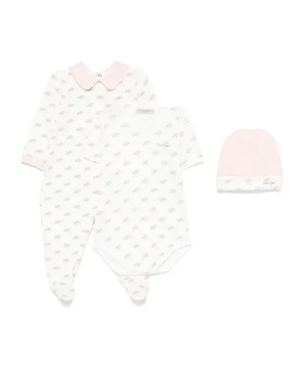 GOLDEN GOOSE Elephant Print Babygrow Set With Hat - White