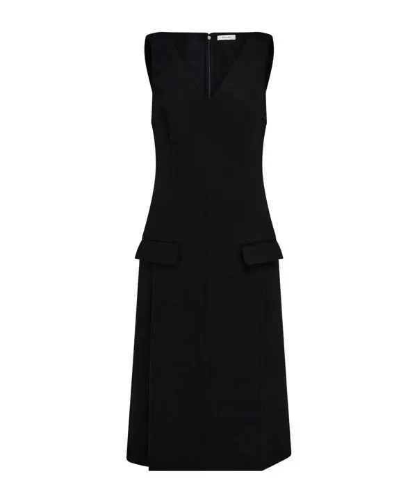 FERRAGAMO Sleeveless V-neck Dress With Flap Pockets And Slit