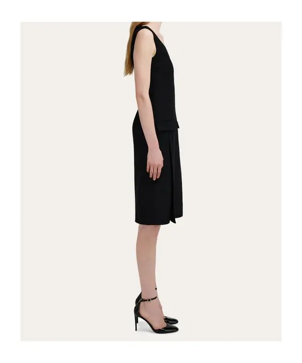 FERRAGAMO Sleeveless V-neck Dress With Flap Pockets And Slit