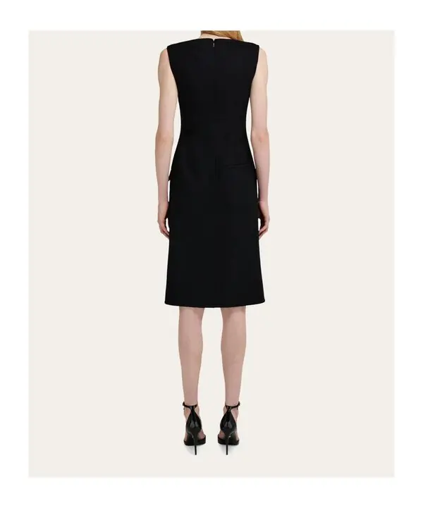FERRAGAMO Sleeveless V-neck Dress With Flap Pockets And Slit