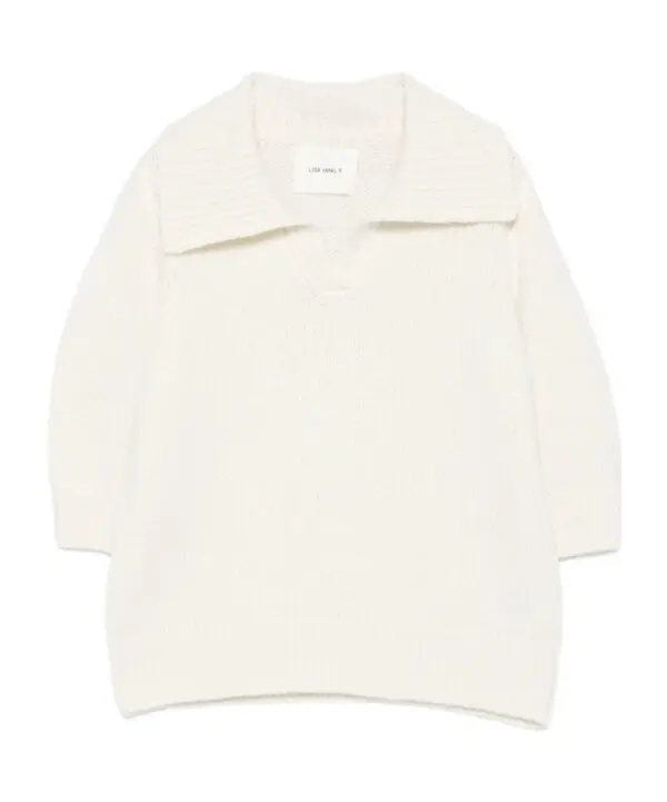 LISA YANG Wide-collar V-neck Jumper - Cream