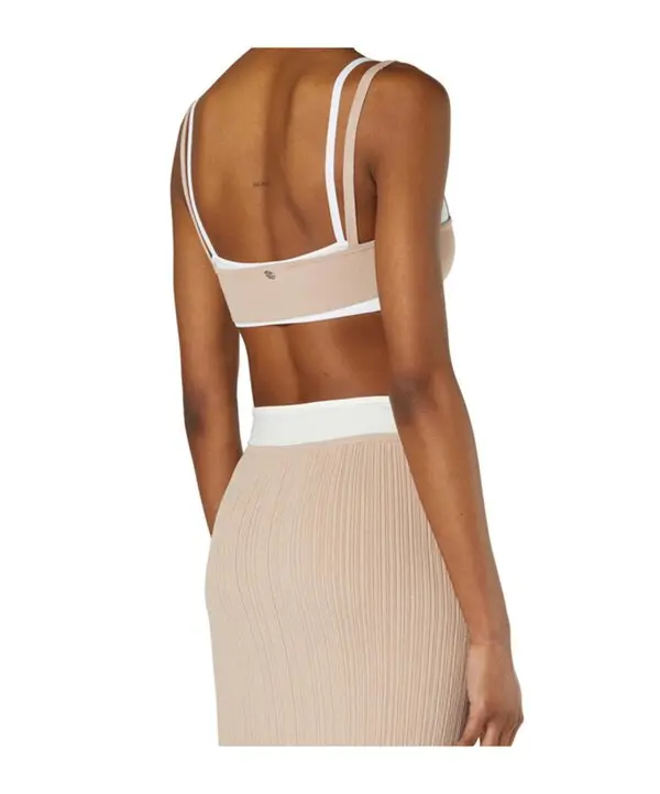 DIESEL® M-zelda Ribbed Knit Layered Bra Top - Brown