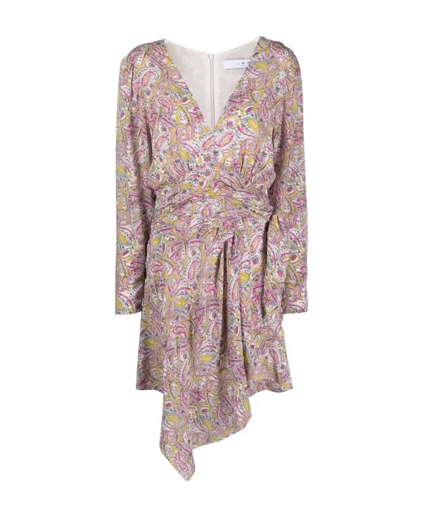 IRO PARIS Graphic Print V-neck Wrap Mini Dress - Multicolor