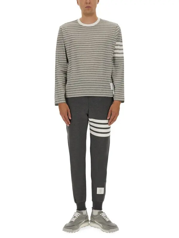 Thom Browne Milano 4-bar Long Sleeve T-shirt - Gray
