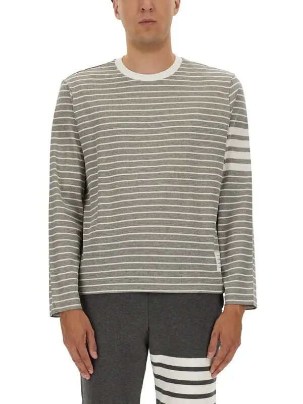 Thom Browne Milano 4-bar Long Sleeve T-shirt - Gray