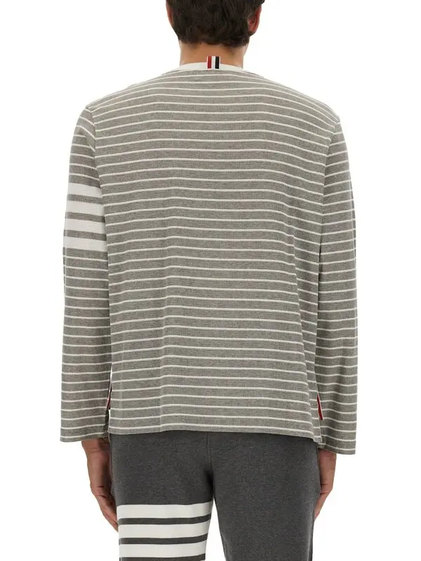 Thom Browne Milano 4-bar Long Sleeve T-shirt - Gray