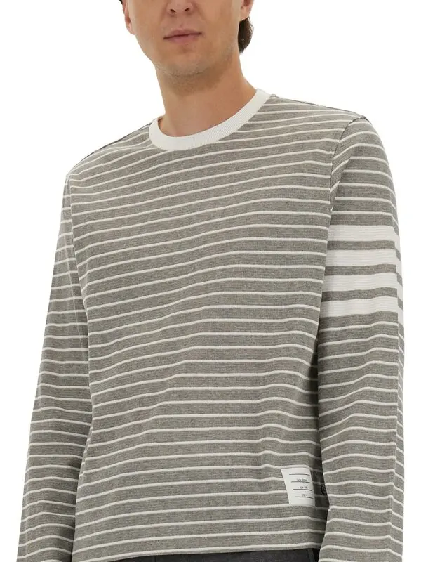 Thom Browne Milano 4-bar Long Sleeve T-shirt - Gray