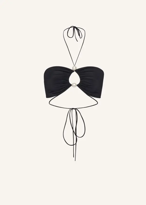 Magda Butrym Embellished Halterneck Bandeau Bikini Top - Black