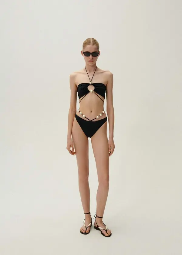 Magda Butrym Embellished Halterneck Bandeau Bikini Top - Black