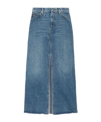Gucci Horsebit Detail Denim Maxi Skirt - Blue