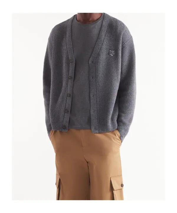 Maison Kitsuné Bold Fox Head Patch Knitted Cardigan