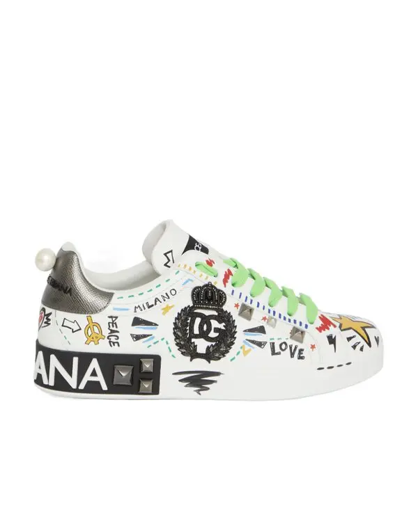 Dolce & Gabbana Graffiti Printed Lace-up Sneakers