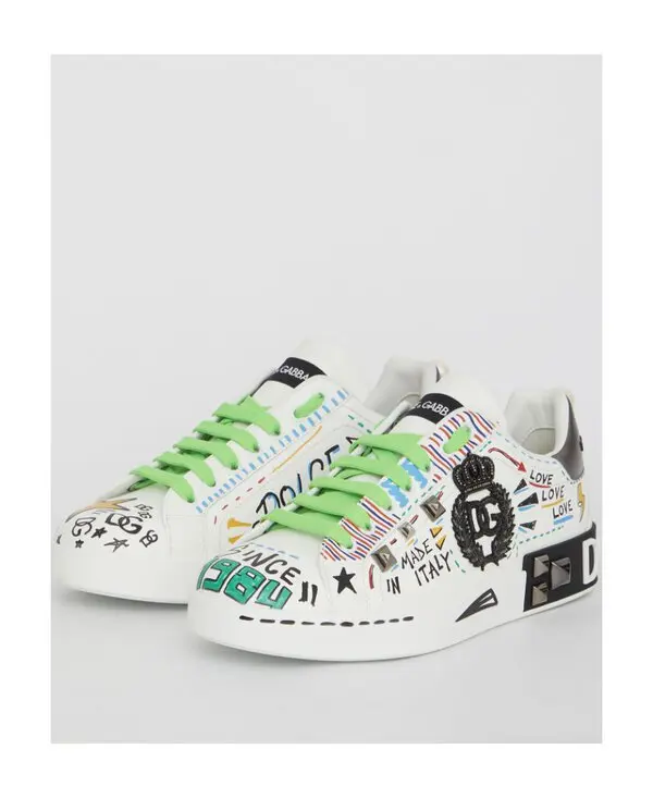 Dolce & Gabbana Graffiti Printed Lace-up Sneakers