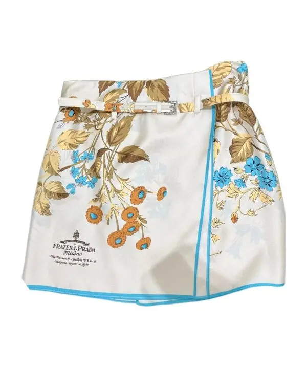 Prada Printed Silk Twill Mini Skirt