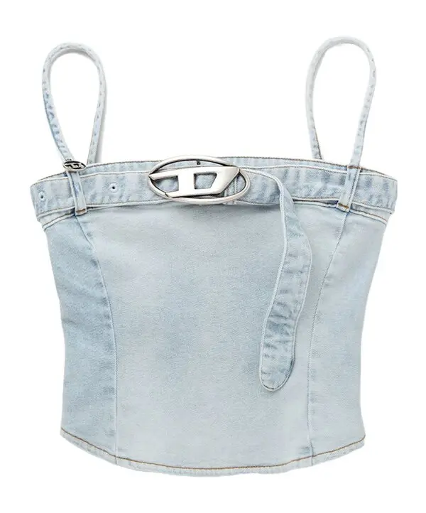 DIESEL® De-lucy Logo Plaque Denim Tank Top