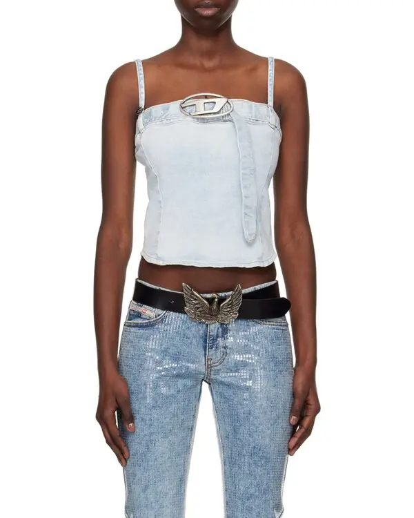 DIESEL® De-lucy Logo Plaque Denim Tank Top