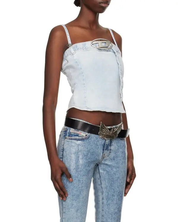 DIESEL® De-lucy Logo Plaque Denim Tank Top