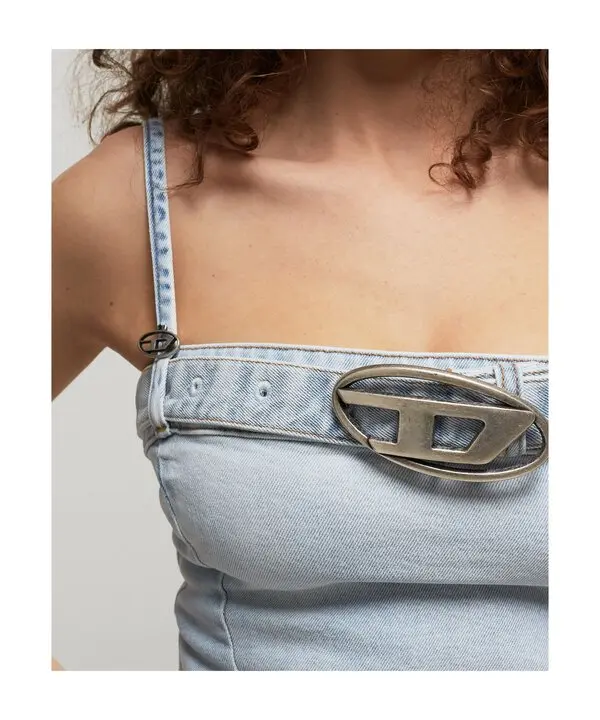 DIESEL® De-lucy Logo Plaque Denim Tank Top