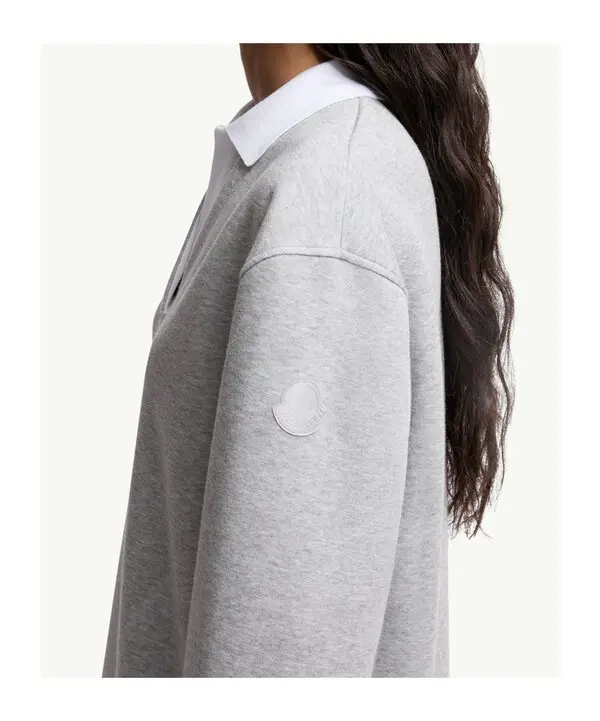 Moncler Pleated Logo Patch Long-sleeved Polo Dress