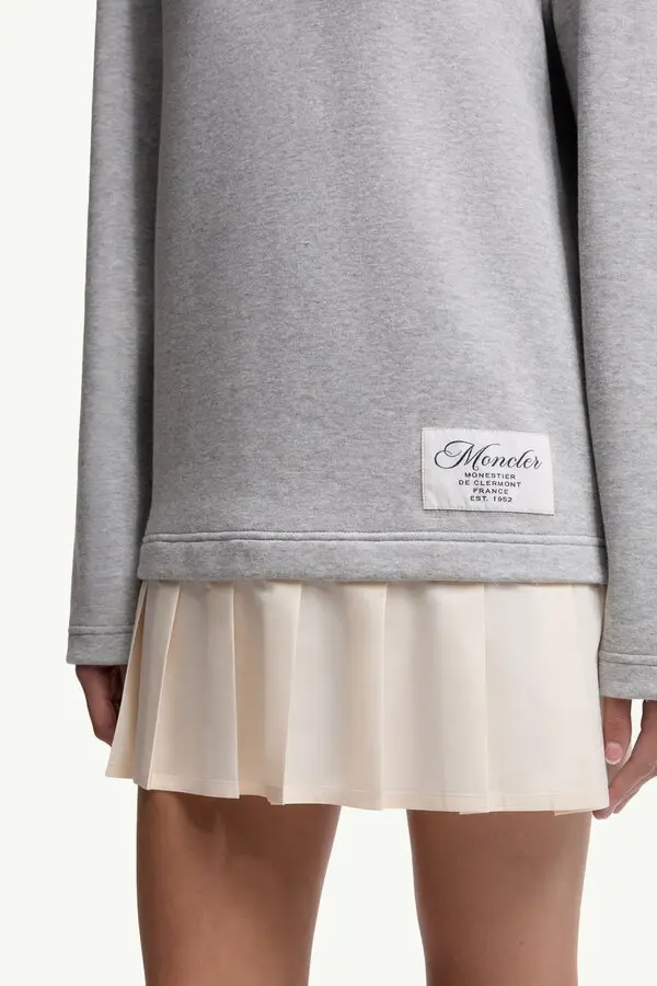 Moncler Pleated Logo Patch Long-sleeved Polo Dress