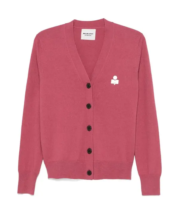 Isabel Marant Étoile Karina V-neck Cardigan With Embroidered Logo - Red