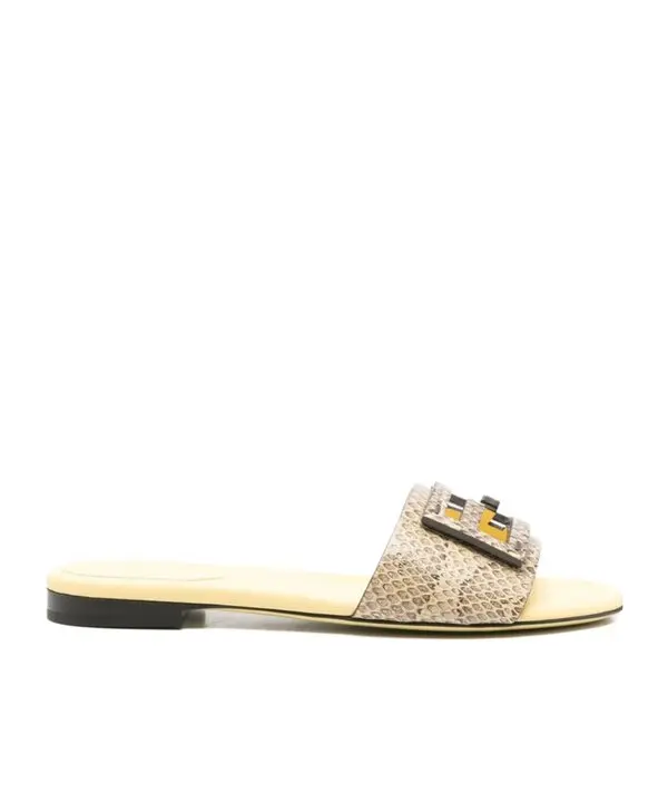 Fendi Baguette Logo Detailed Slides - Nude