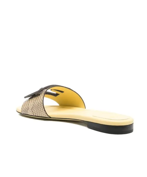 Fendi Baguette Logo Detailed Slides - Nude