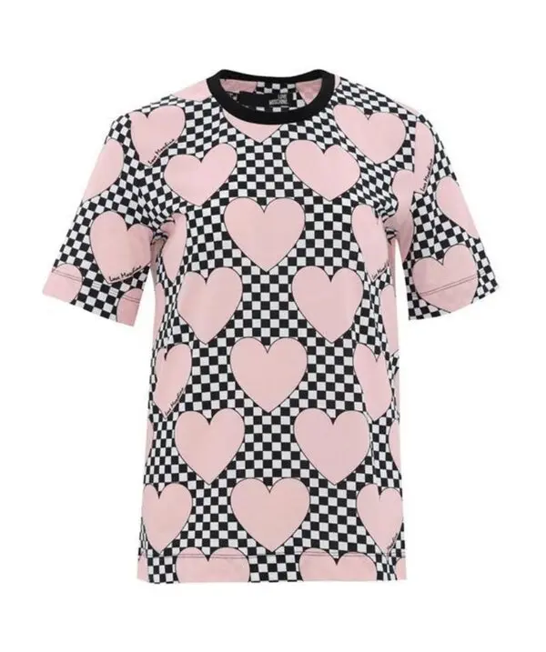 Moschino Checkered Love Print T-shirt
