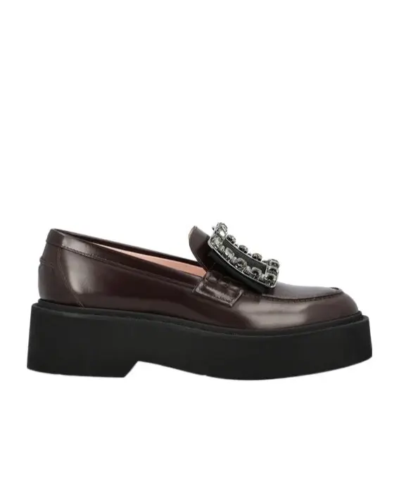 ROGER VIVIER Embellished Platform Loafers - Black