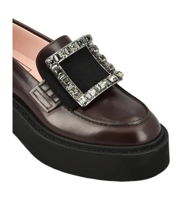 ROGER VIVIER Embellished Platform Loafers - Black