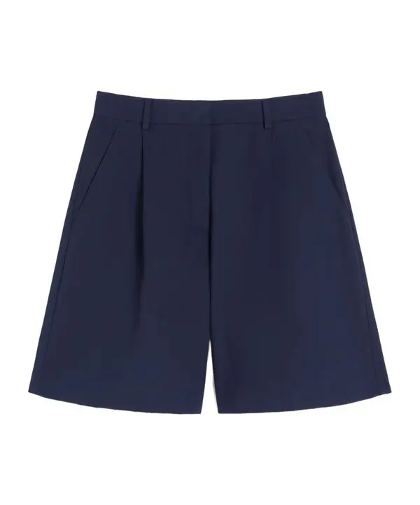 Max Mara Cotton Gabardine Bermuda Shorts - Navy Blue